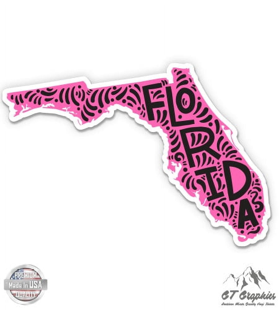 Florida Shape Cute Letters Native Local - 8" Vinyl Sticker - For Car ...