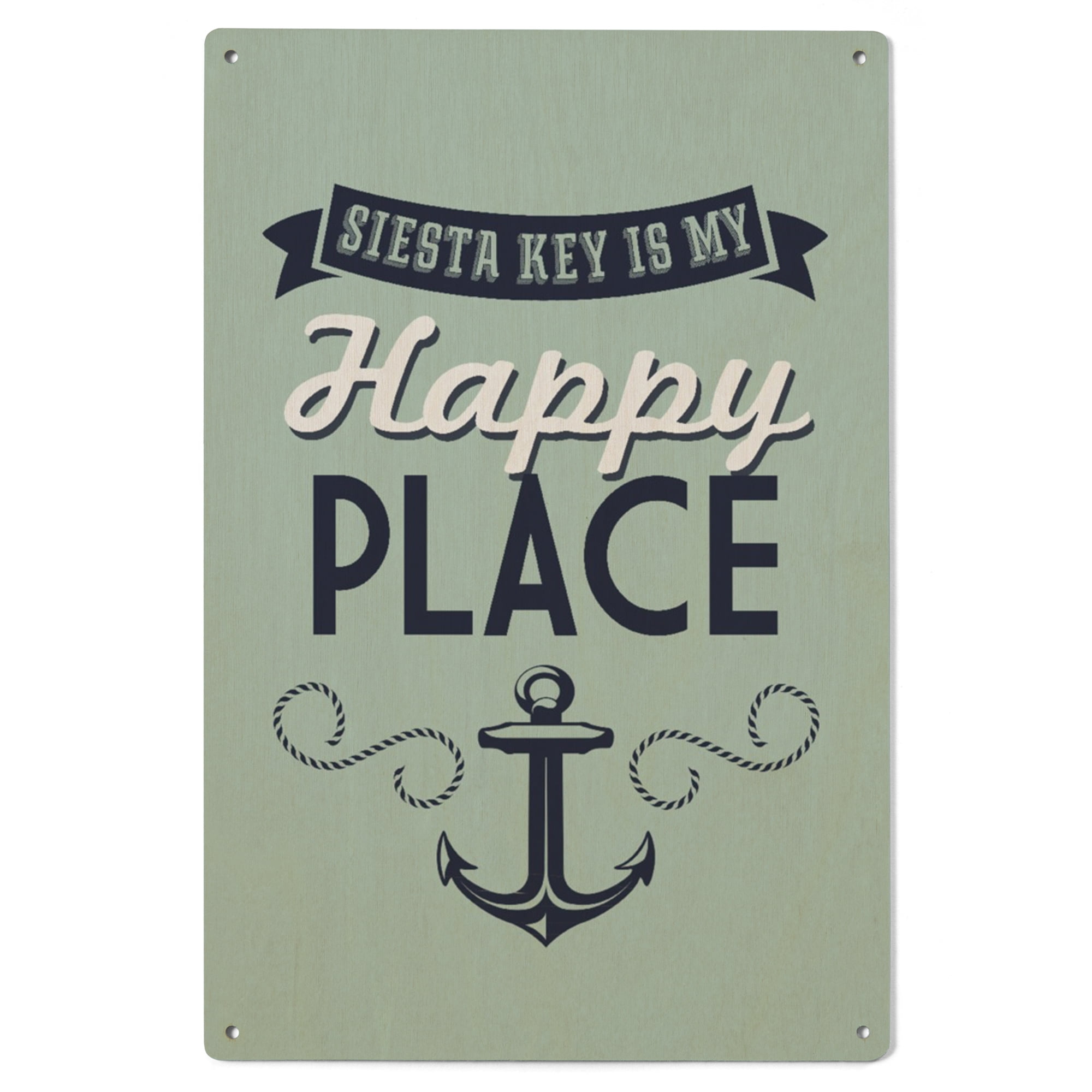 Florida, Siesta Key is My Happy Place Birch Wood Wall Sign (6x9 Rustic ...