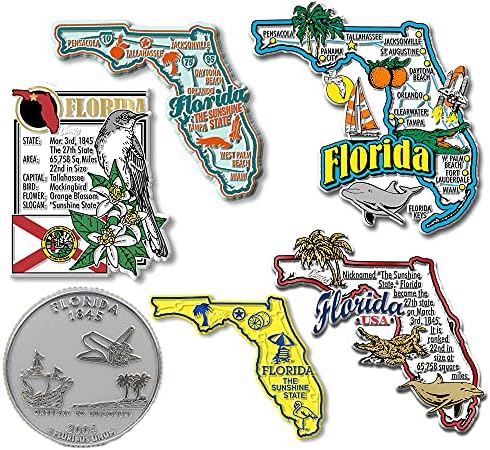 Florida Six-Piece State Magnet Set by, Includes 6 Unique Designs ...