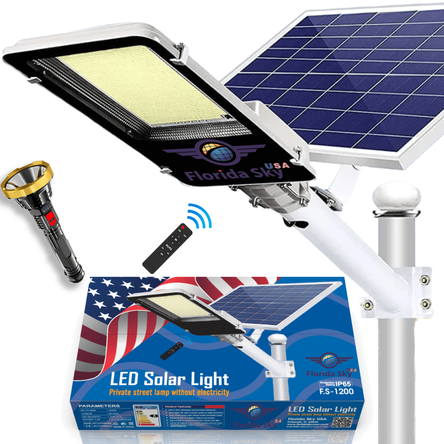 Florida Sky 2300 Watt Solar Street Light Outdoor Waterproof with Remote ...