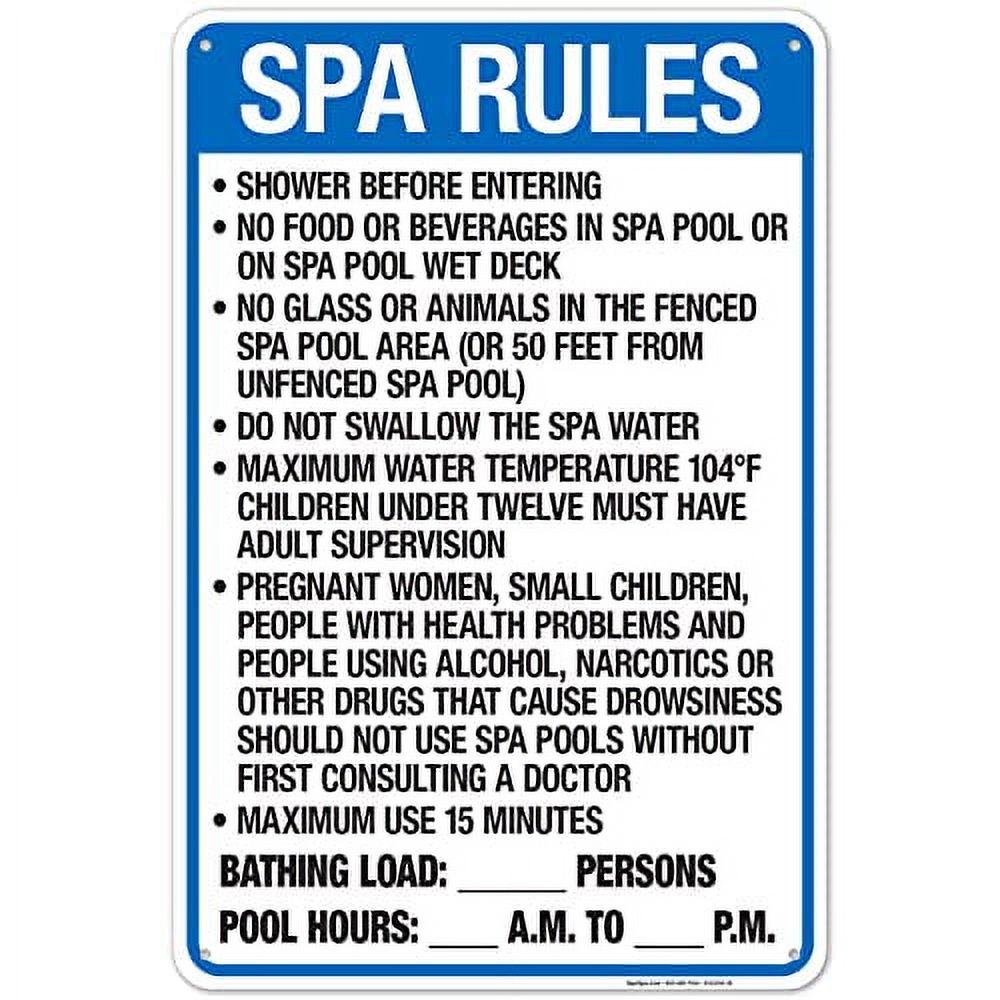Florida Spa Rules Sign, Complies With State Of Florida Pool Safety Code ...
