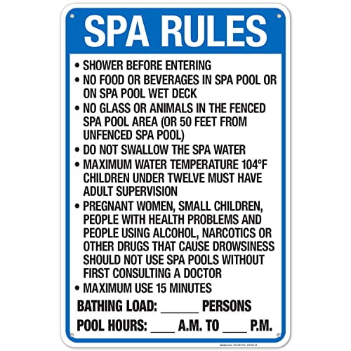 Florida Spa Rules Sign, Complies With State Of Florida Pool Safety Code ...