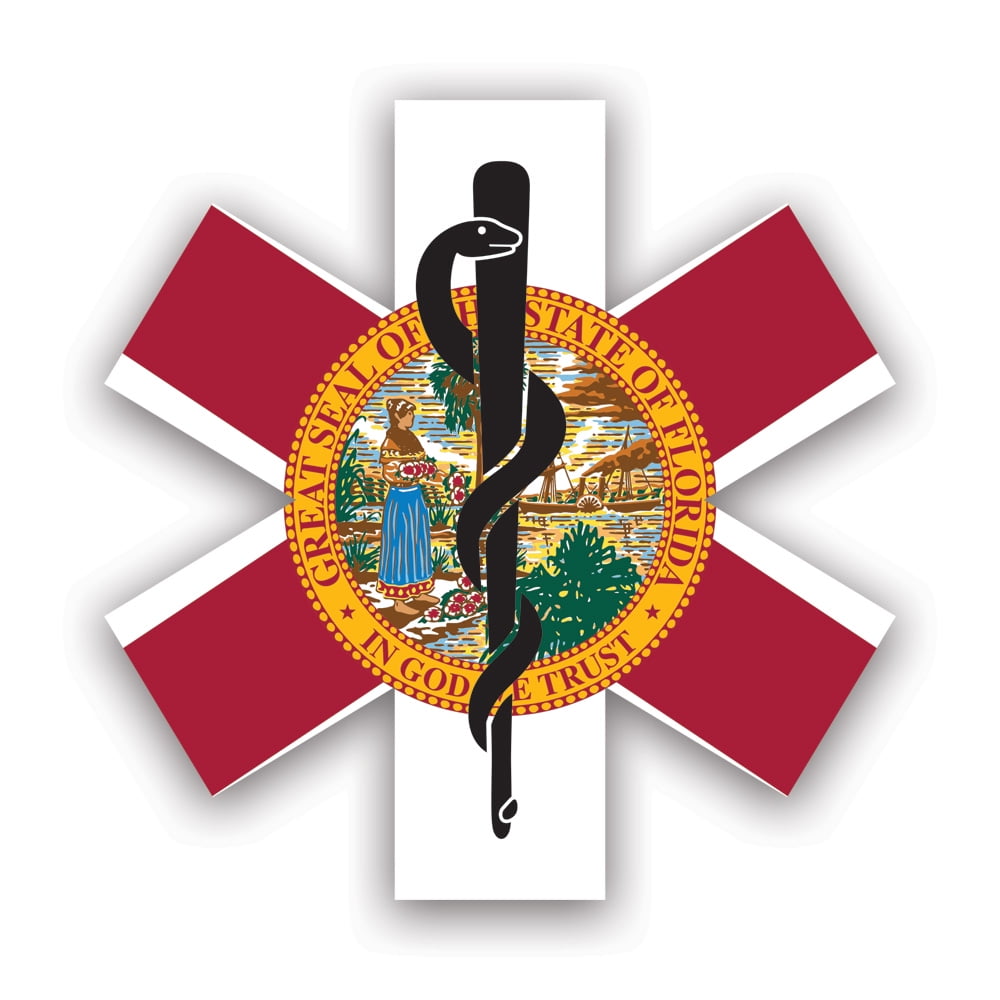 Florida Star of Life Flag Sticker Decal - Self Adhesive Vinyl ...