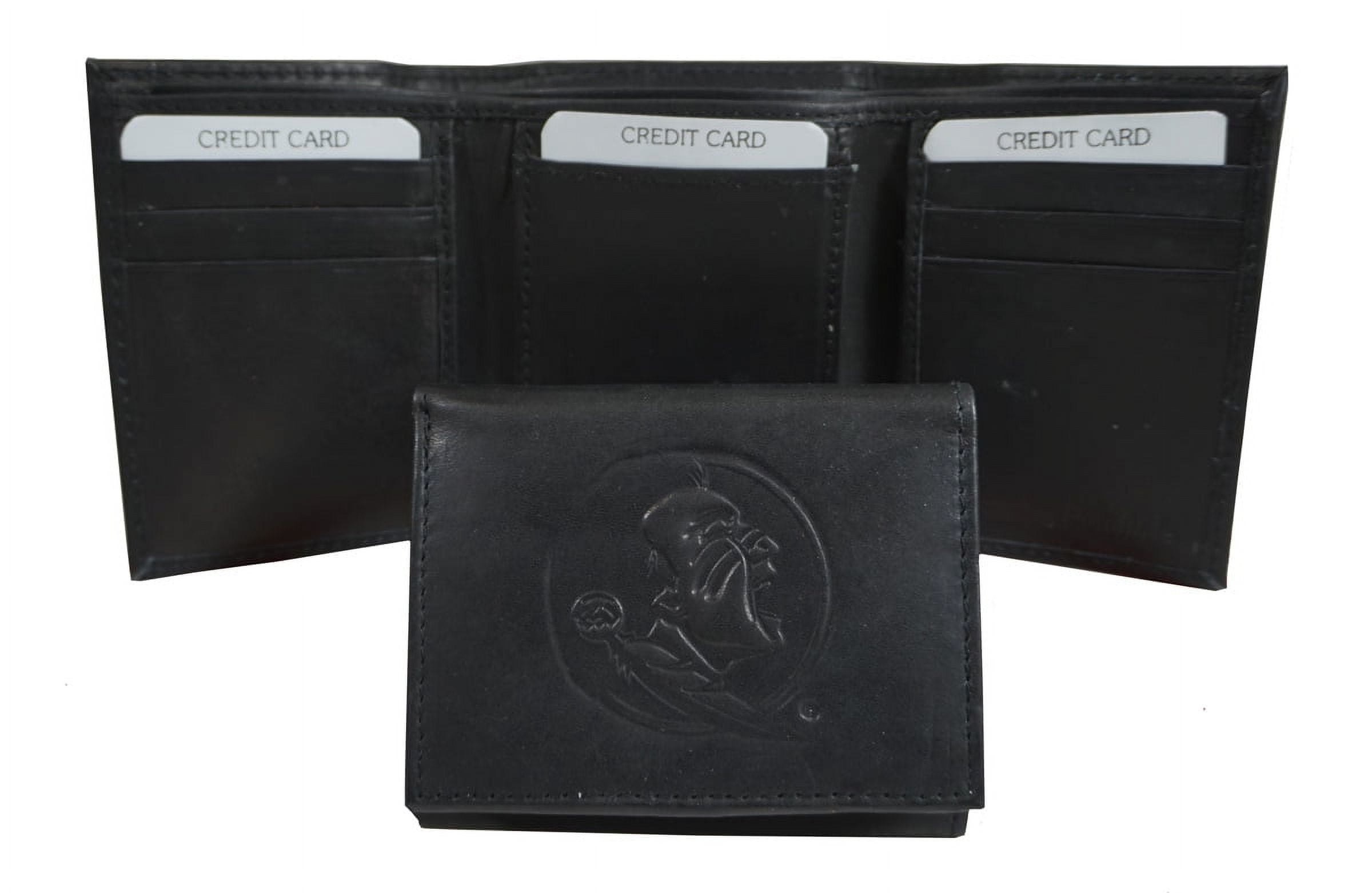 Florida State FSU NCAA Seminole's Embossed Trifold Wallet - Black ...