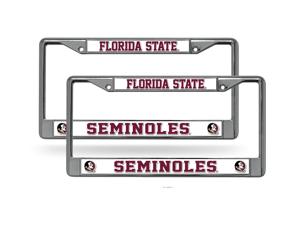 Florida St-FSU-Seminole's Chrome Metal (2) License Plate Frame Set ...