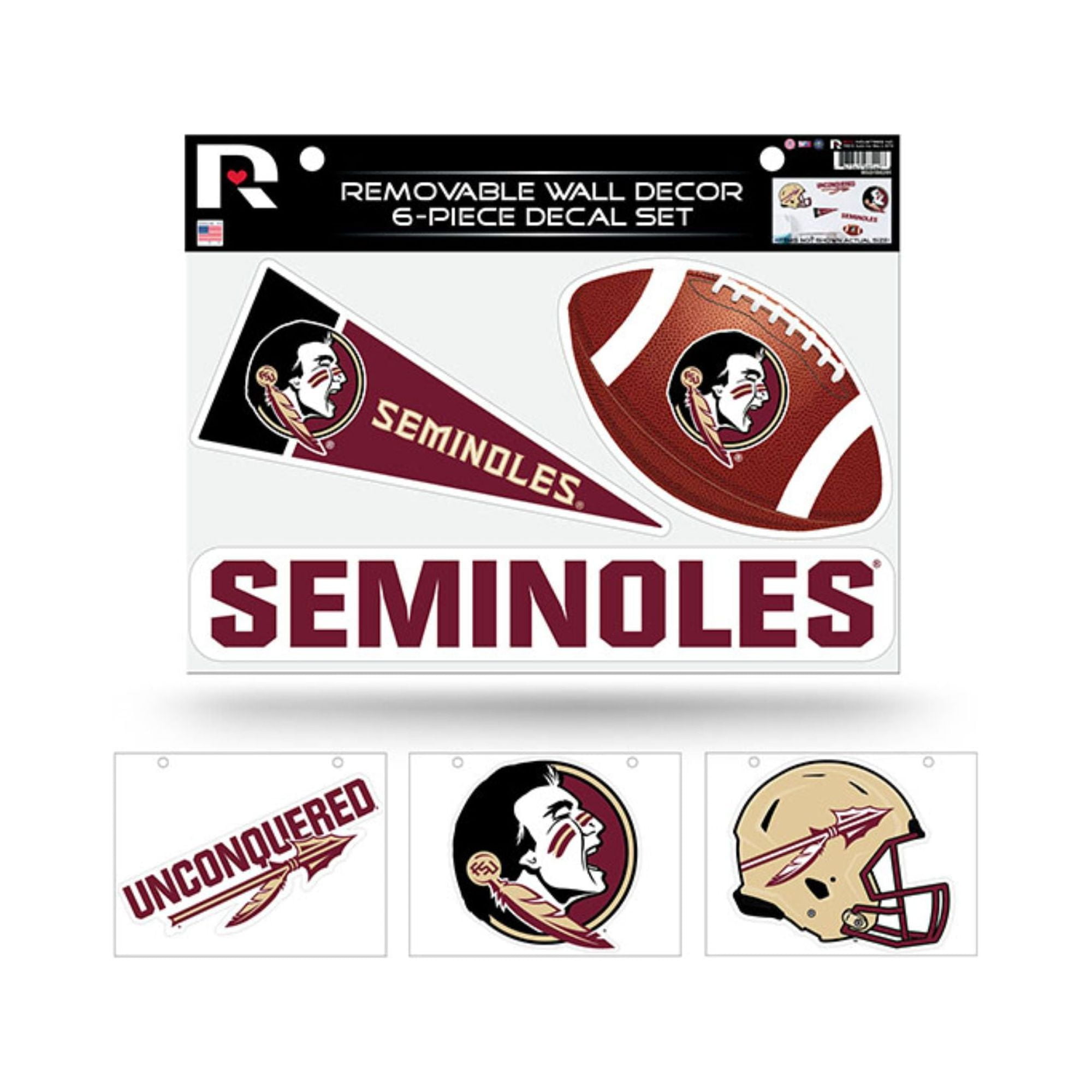 Florida State FSU Seminoles NCAA Set of 6 Removable Wall Decal Stickers ...