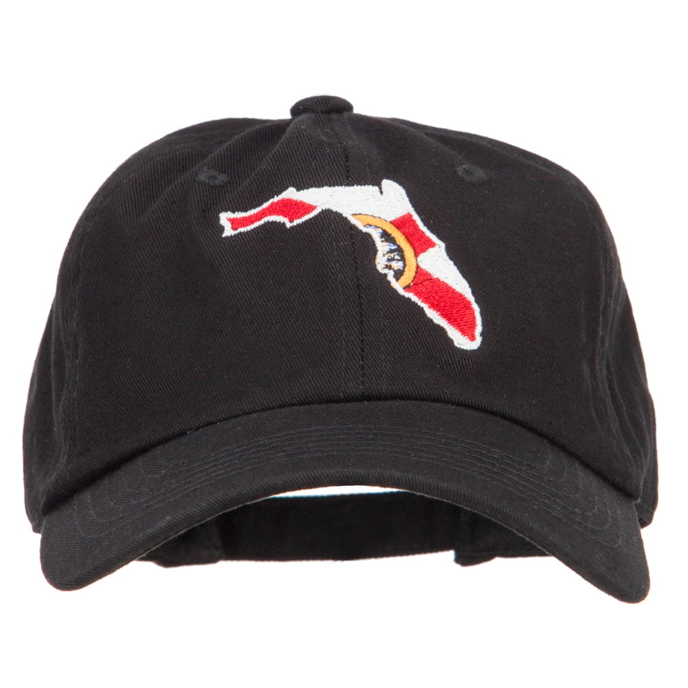 Florida State Flag Map Embroidered Unstructured Washed Cap - Black OSFM ...
