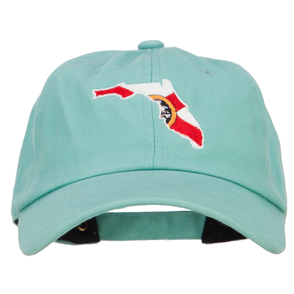 Florida State Flag Map Embroidered Unstructured Washed Cap - Mint OSFM ...