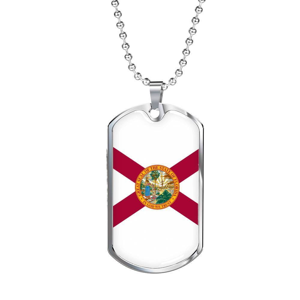 Florida State Flag Necklace Stainless Steel or 18k Gold Dog Tag 24 ...