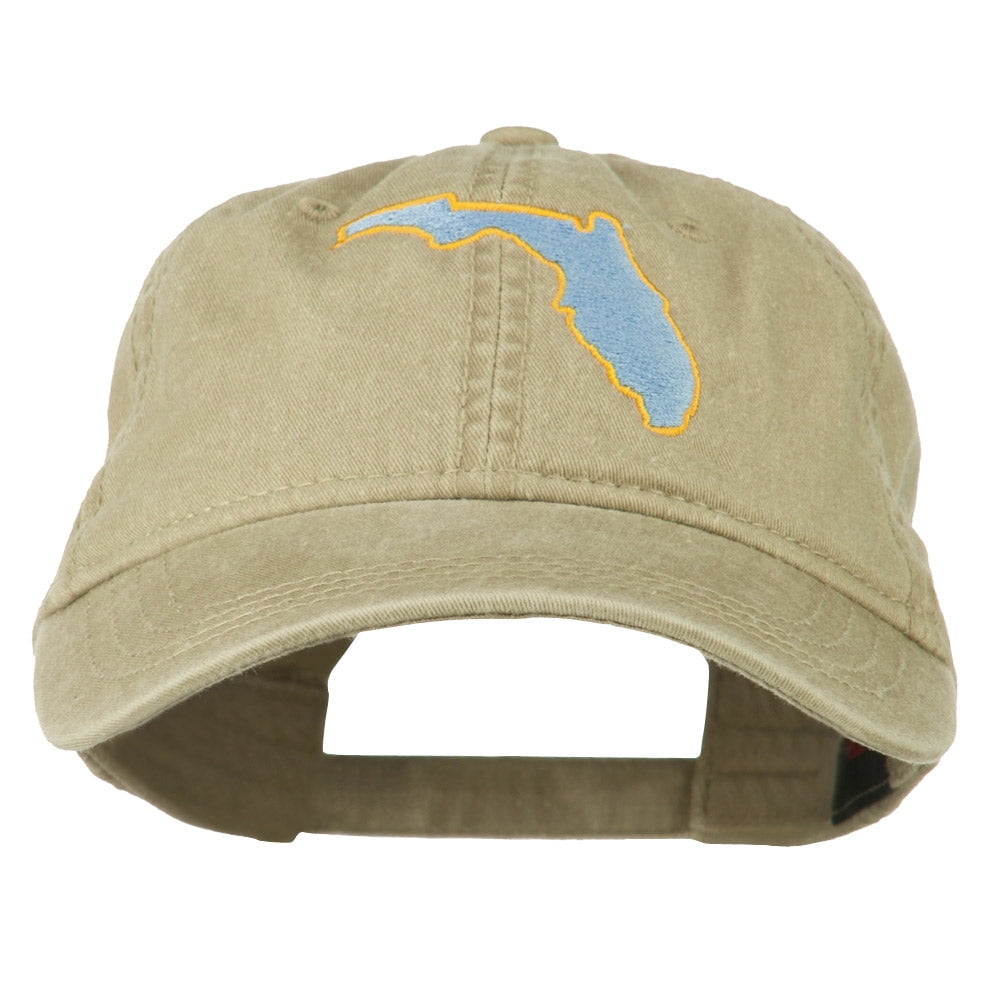 Florida State Map Embroidered Washed Cap - Khaki OSFM - Walmart.com