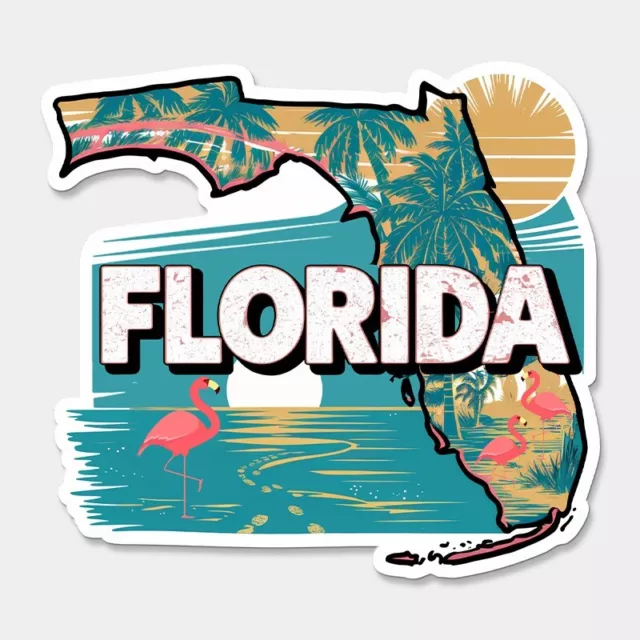 Florida State Printed Sticker Usa Fl United States Car Window Phone ...