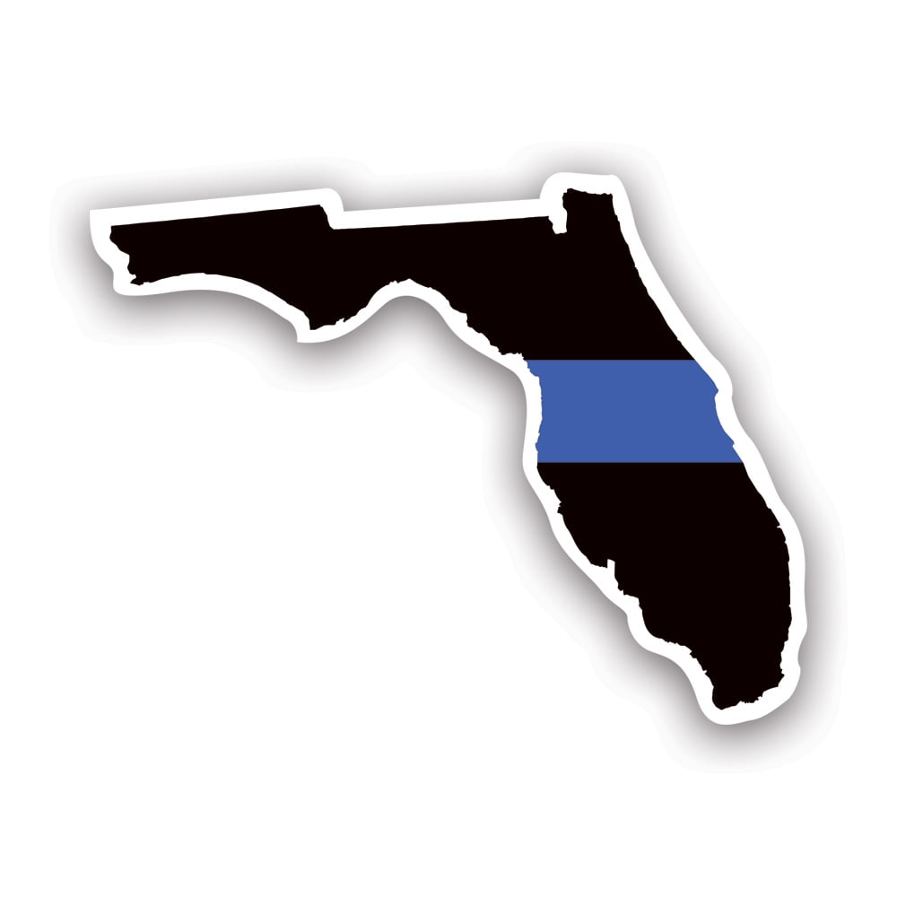 Florida State Shaped The Thin Blue Line Sticker Decal - Self Adhesive Vinyl - Weatherproof ...