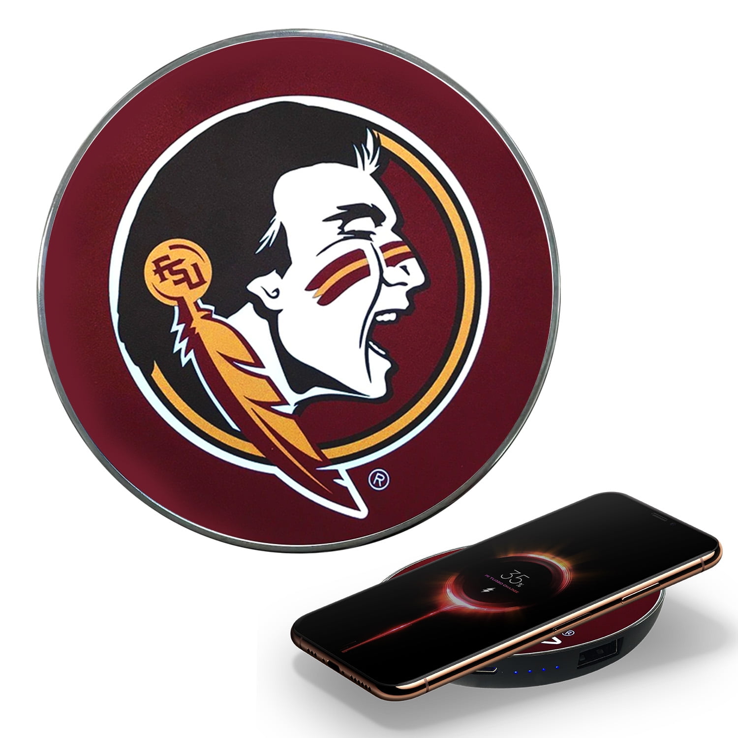 Florida State University Qi Wireless Charger with Illuminated FSU Logo ...