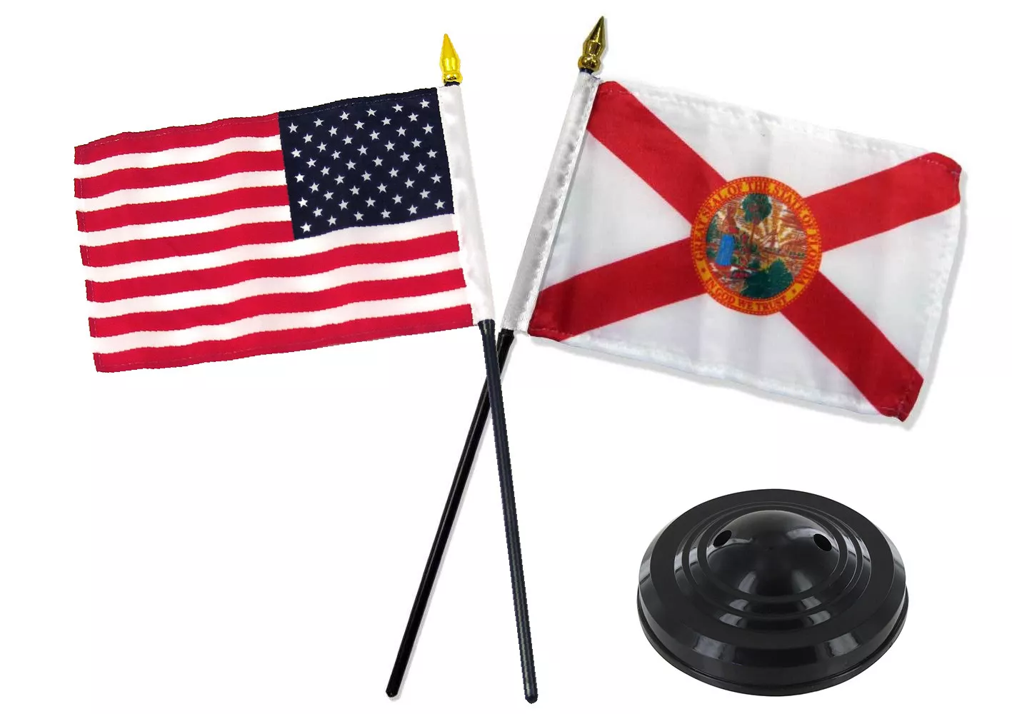 Florida State W/ USA American Flag 4"x6" Desk Set Table Stick Black ...
