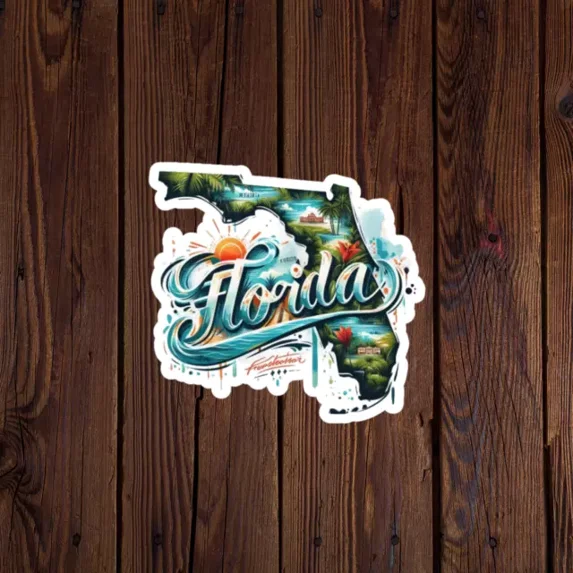 Florida Sticker American Flag State Outline Novelty Laptop Car Sticker ...