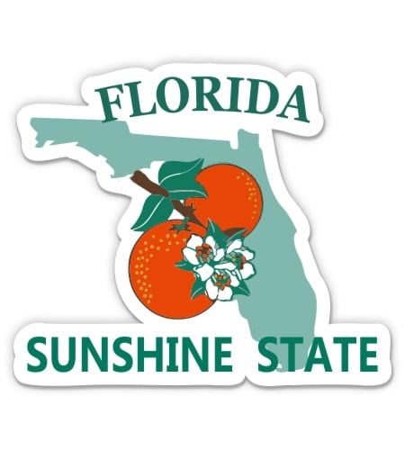Florida Sunshine State License Plate Style - 8" Vinyl Sticker - For Car ...