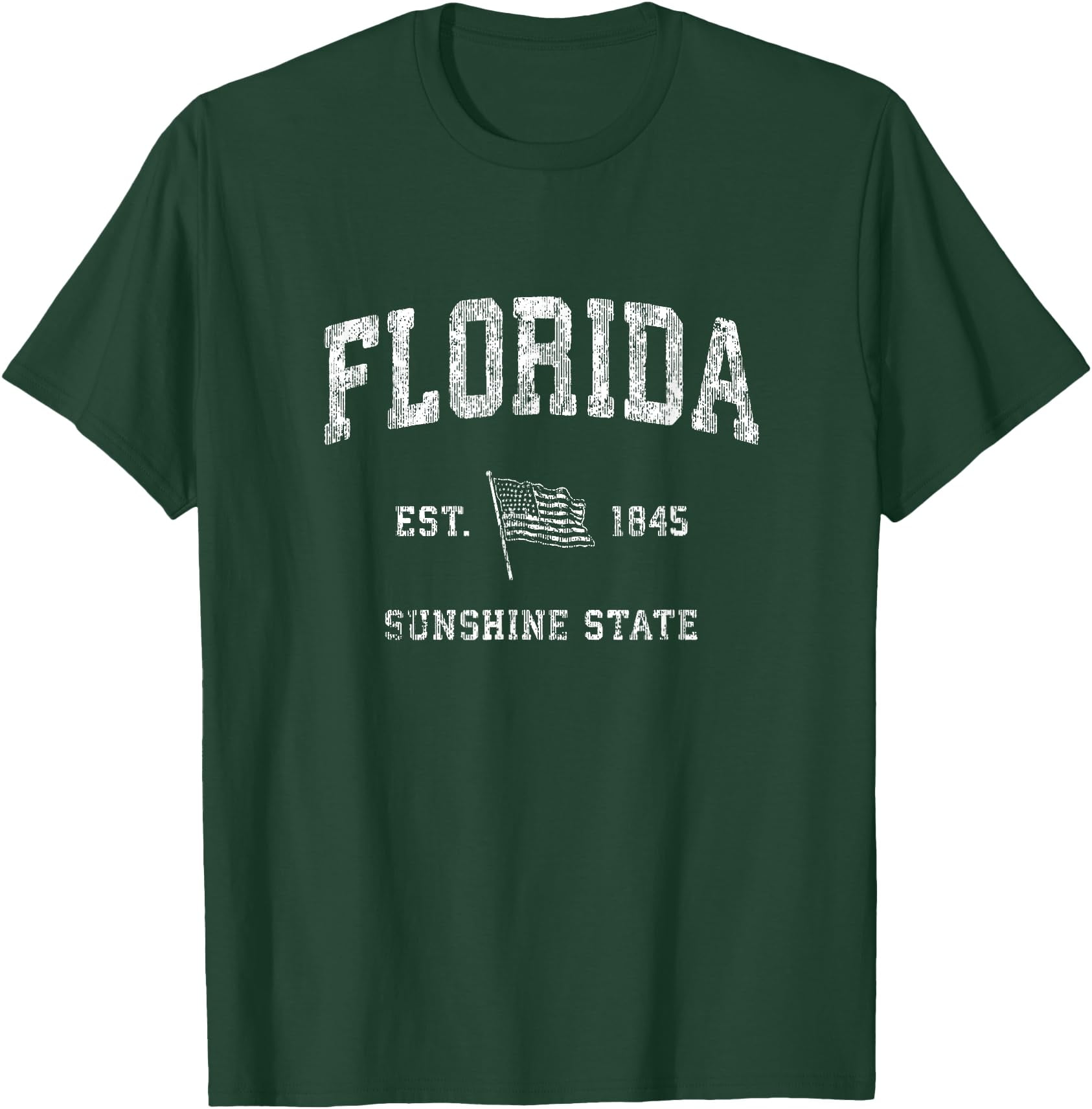 Florida Sunshine Vintage US Flag Softstyle Unisex T-Shirt,Forest Green ...