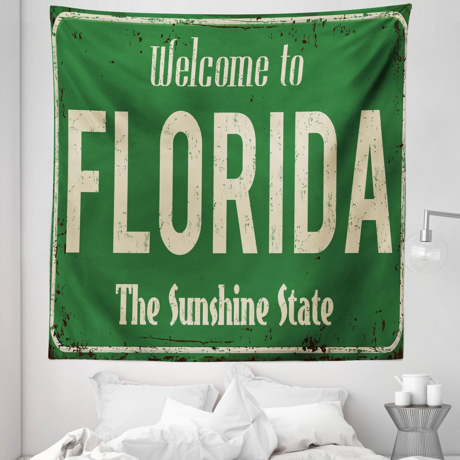 Florida Tapestry, Welcome to Florida Old and Rusty Graphic Sign Design ...