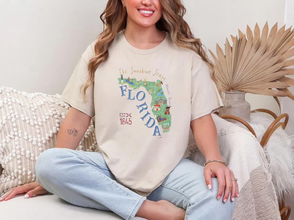 Florida The Sunshine State USA Carla Daly Art Illustration T-shirt, for ...