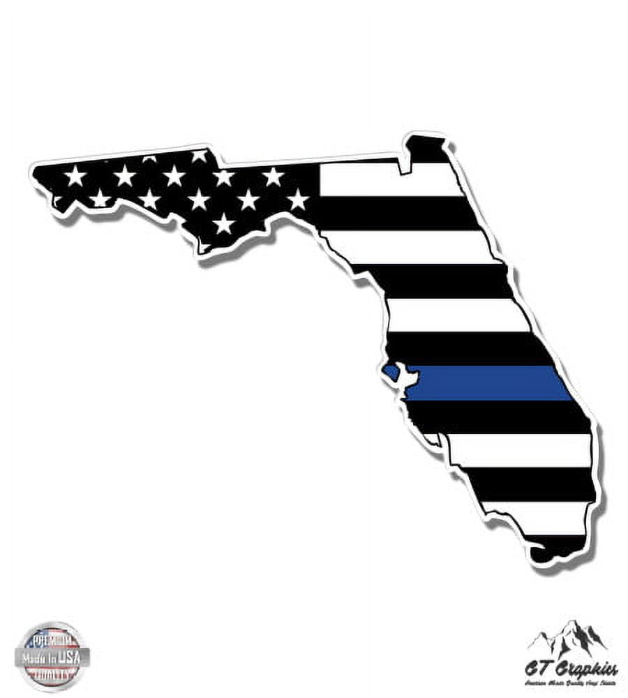 Florida Thin Blue Line Police - 12" Vinyl Sticker Waterproof Decal ...