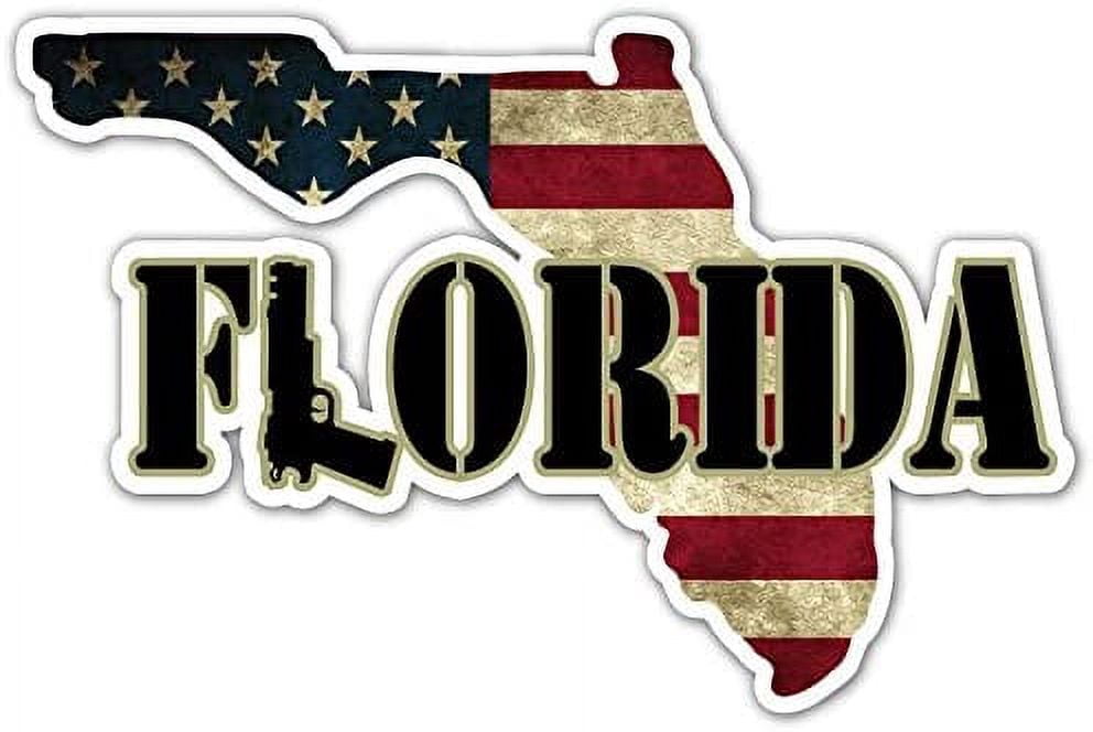Florida US Pro Gun American Vintage Flag Vinyl Decal Bumper Sticker 4 ...