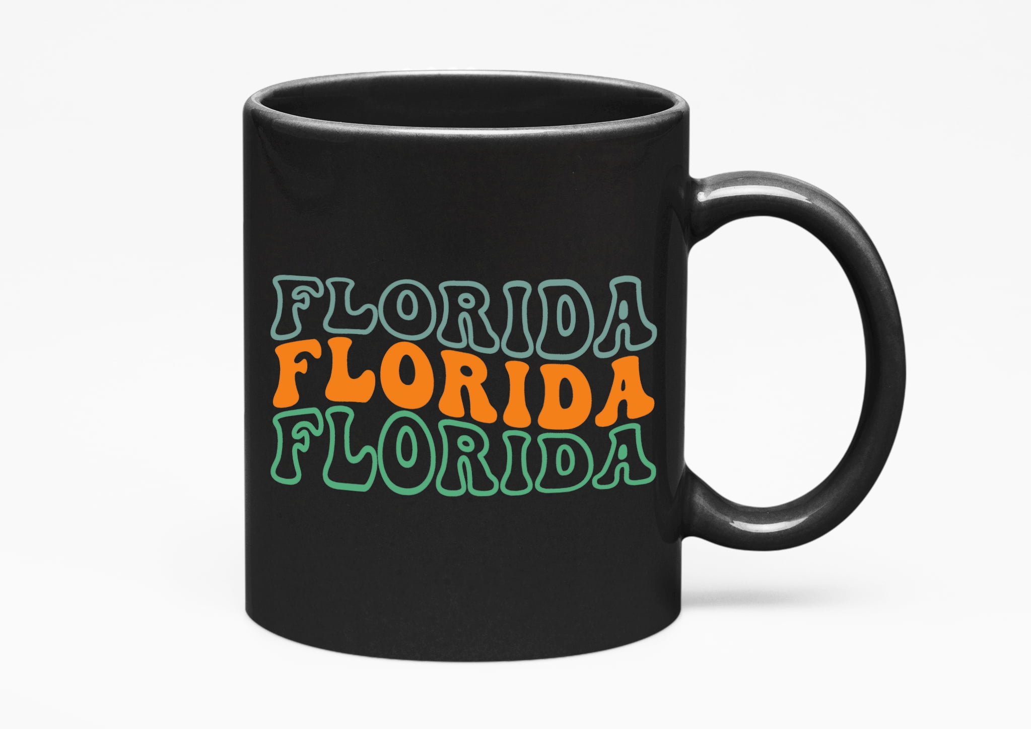 Florida, US State Themed, Groovy Retro Wavy Text Merch Gift, Black 11oz ...