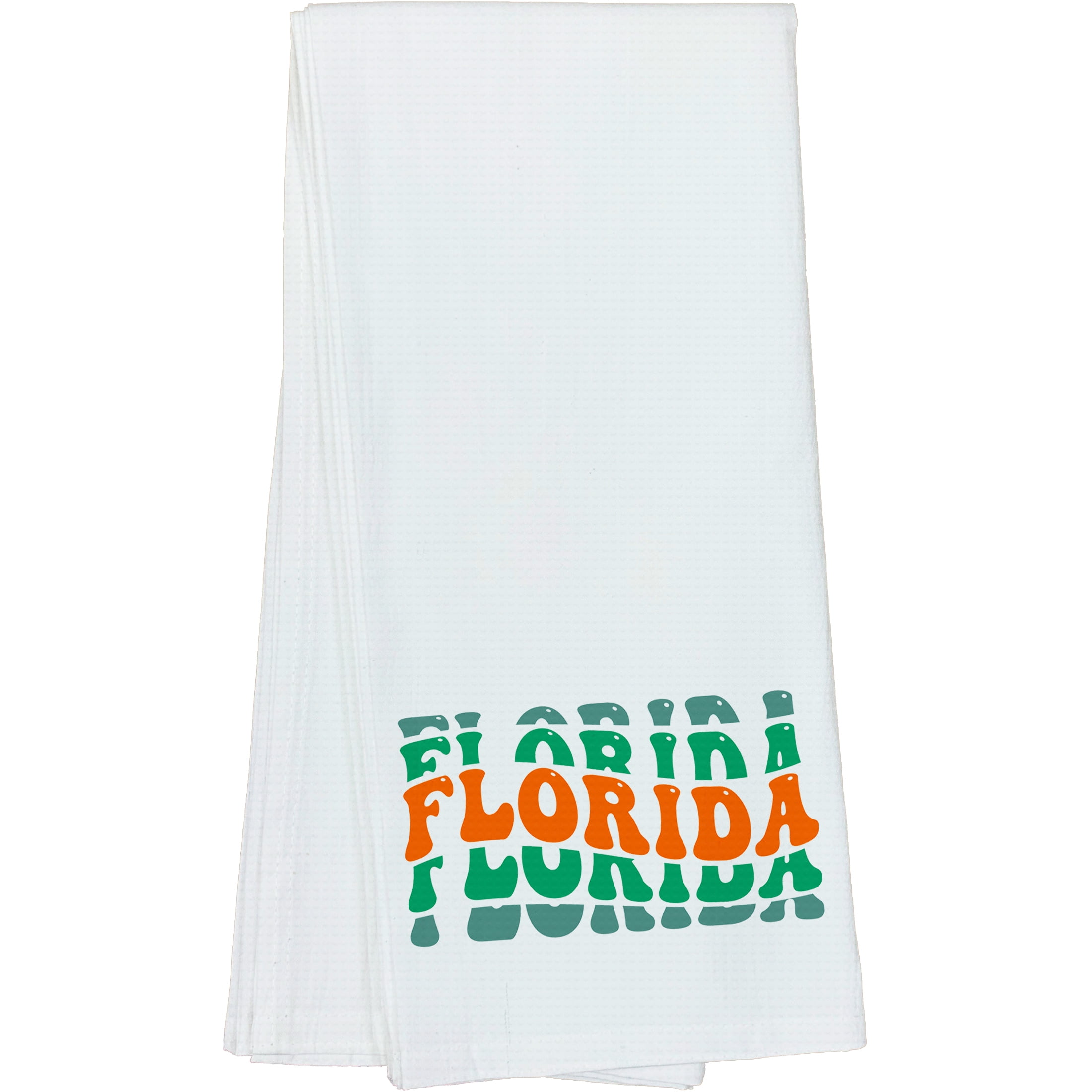 Florida, US or USA State, Groovy Retro Wavy Text Merch Gift, Dish Towel ...