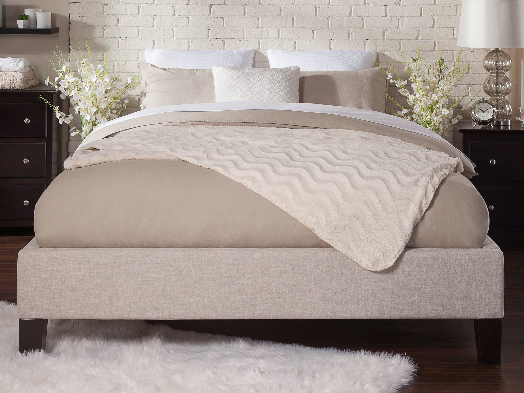 Florida Upholstered Traditional Bed Frame Queen Pebble Beach - Walmart.com