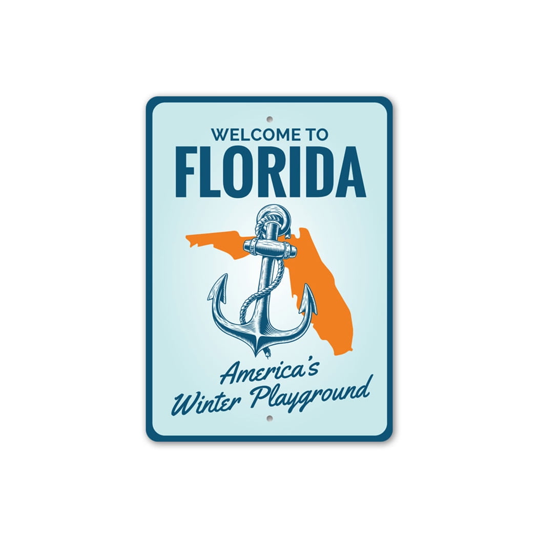 Florida Welcome Sign, Florida Map Sign, Beach House Welcome Aluminum ...
