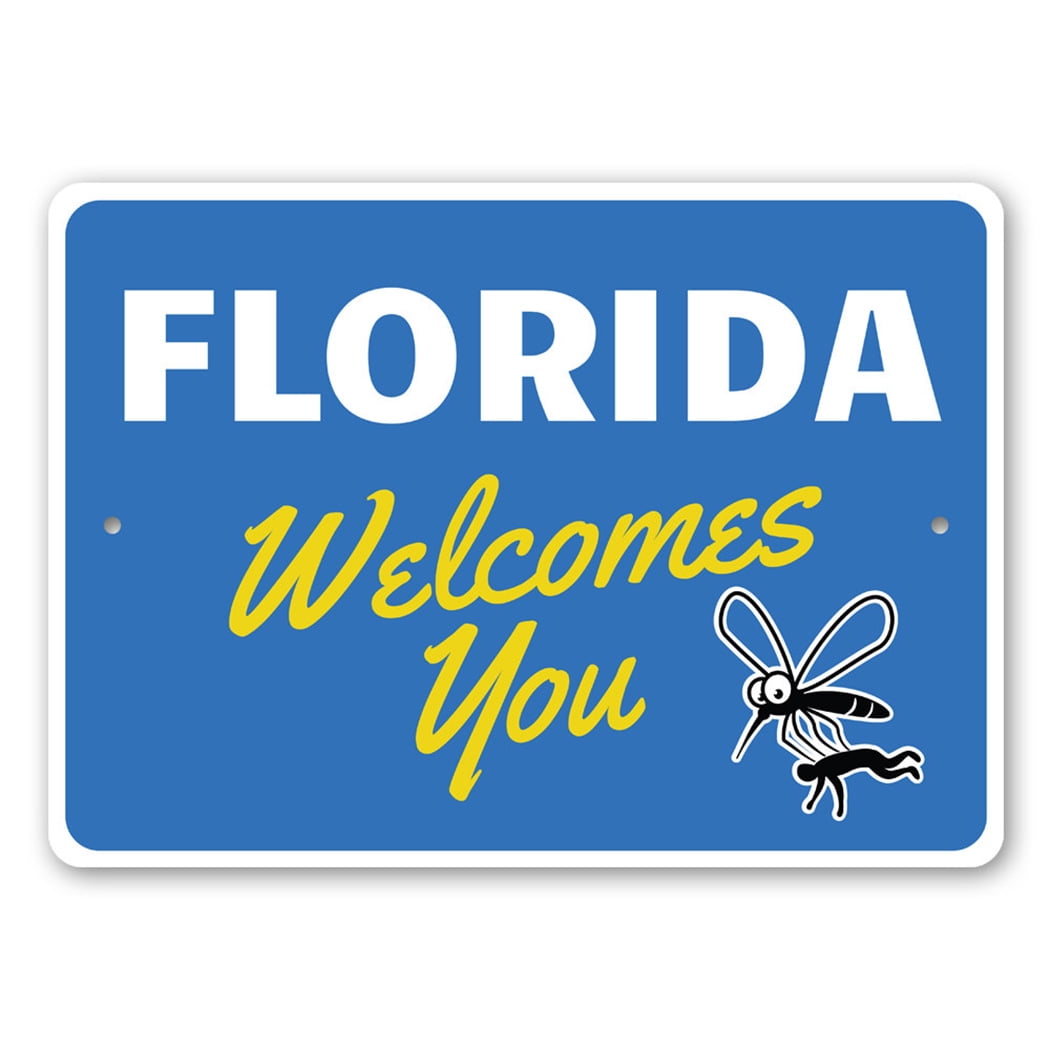 Florida Welcomes You Funny Welcome Sign, Novelty Sign, Beach House Aluminum Metal Decor Sign ...