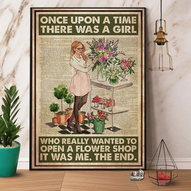 Florist Girl Wanted To Open Flowers Shop Vintage Paper Poster No Frame ...