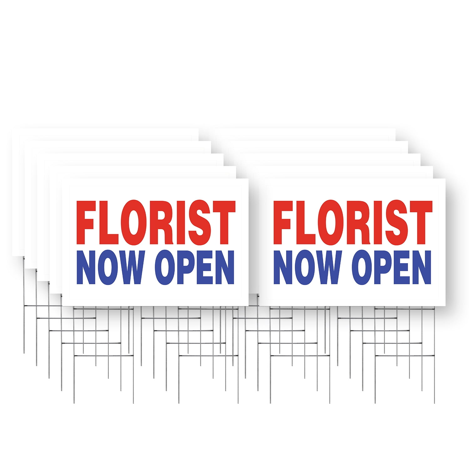Florist Now Open Yard Sign 10 Pack of 24 Inch x 36 Inch Double Sided ...