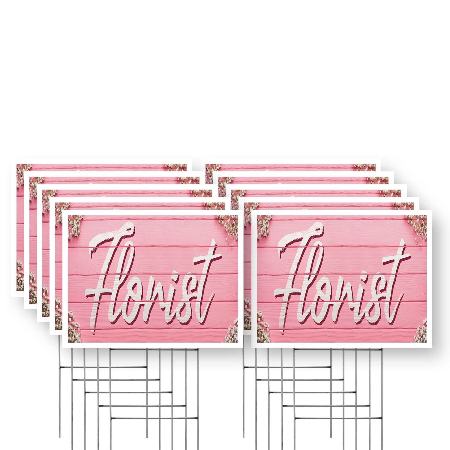Florist Yard Sign 10 Pack of 12 Inch x 16 Inch Single Sided ...