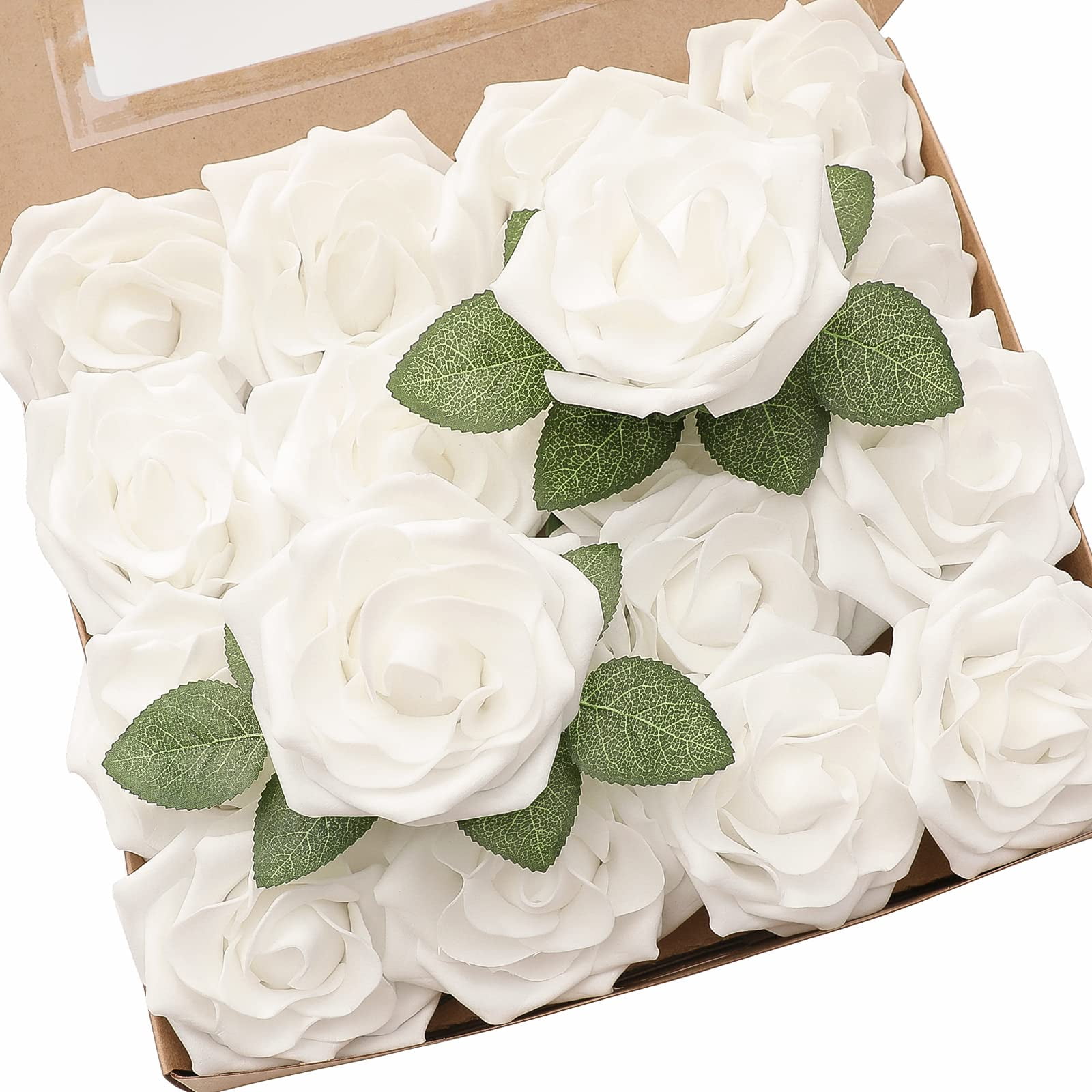 Floroom Artificial Flowers 16pcs 3.5" Real Looking White Foam Fake ...