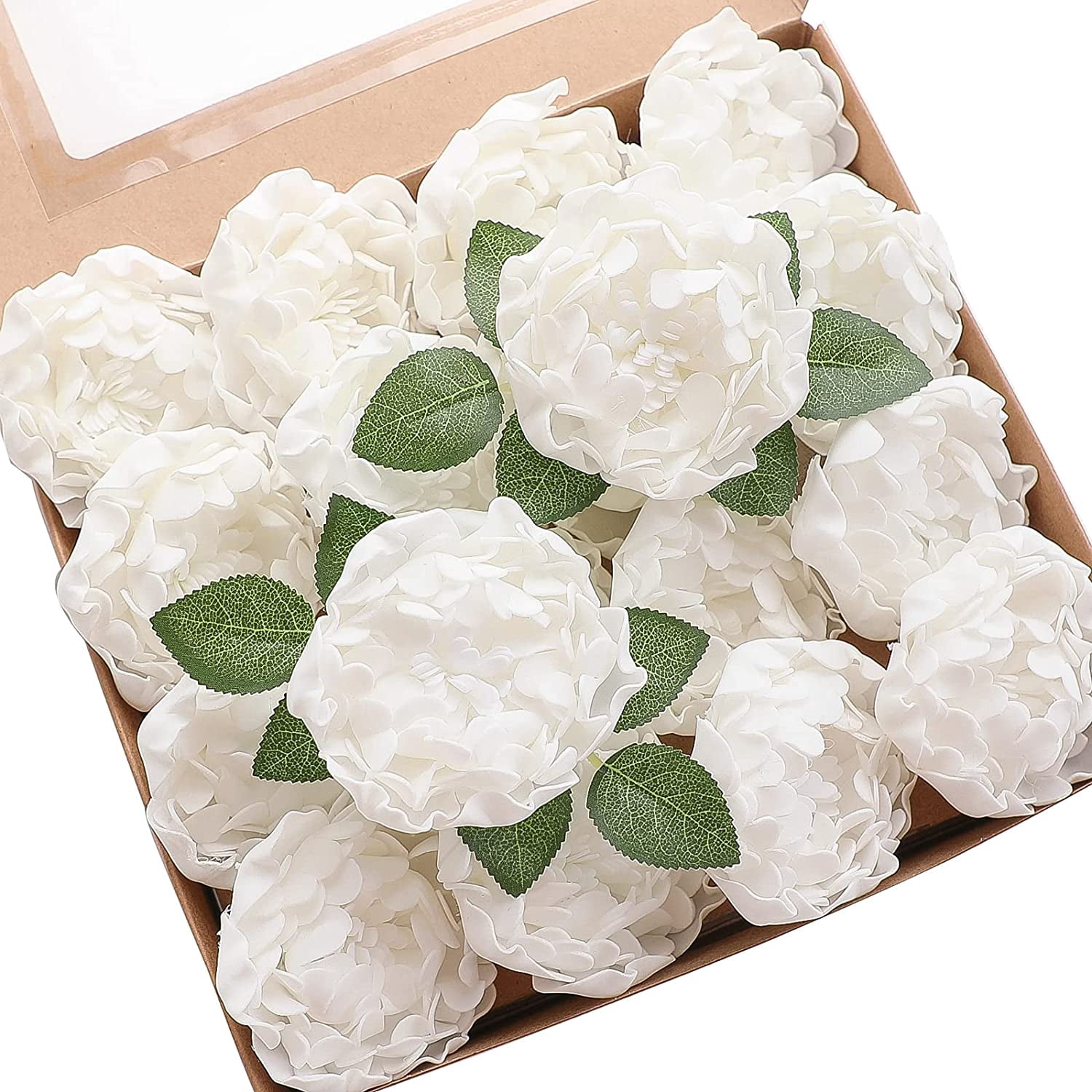 Floroom Artificial Flowers 16pcs 4" Blush Blooming Peonies Real Looking ...