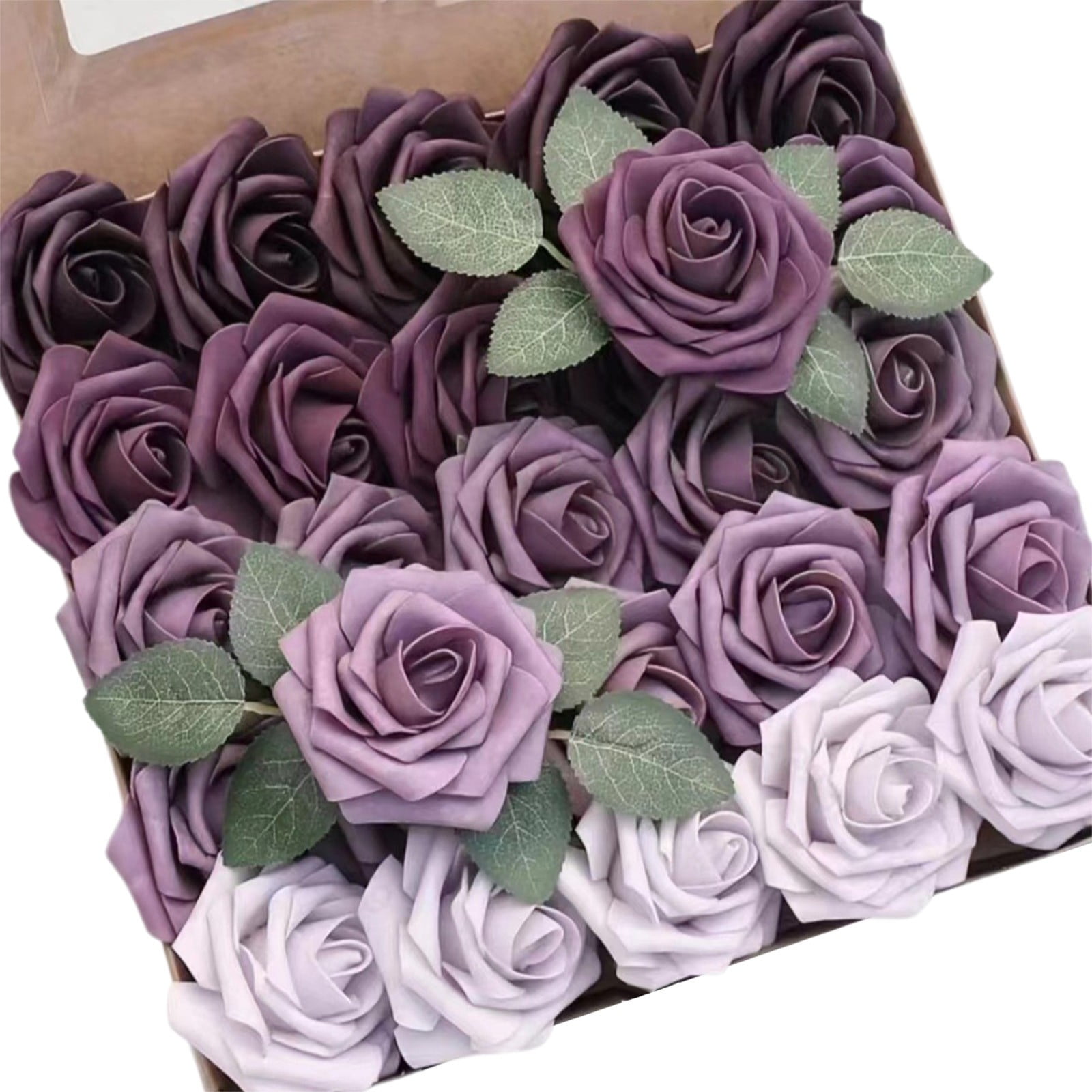 Floroom Artificial Flowers 25Pcs Real Looking Burgundy Ombre Colors ...