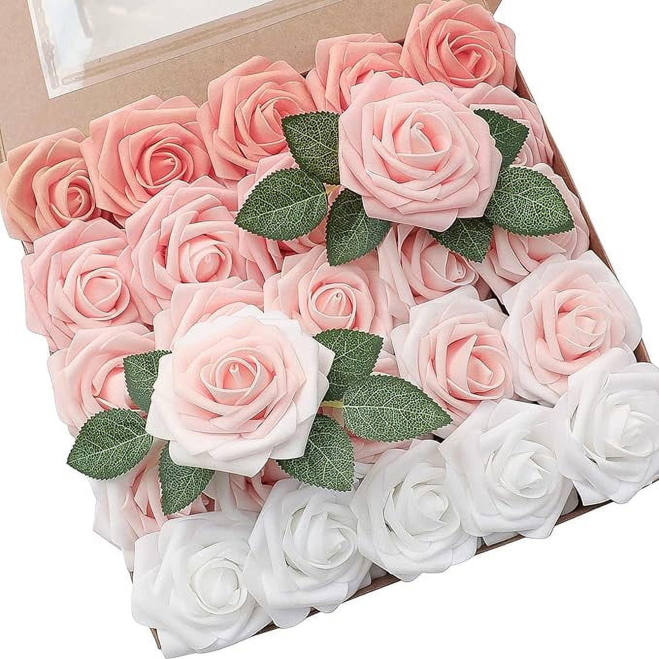 Floroom Artificial Flowers 25pcs Real Looking Blush Ombre Colors Foam ...