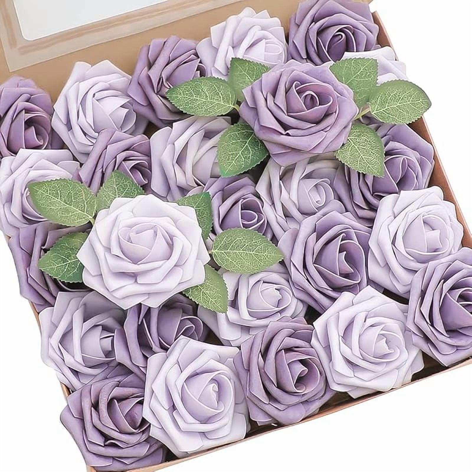 Floroom Artificial Flowers 25pcs Real Looking Ivory Foam Fake Roses ...
