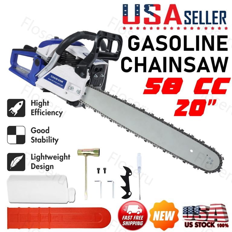 Floseru 2-cycle 58CC Chainsaw Saw Gas Powered 20" Chain Saws Cordless ...