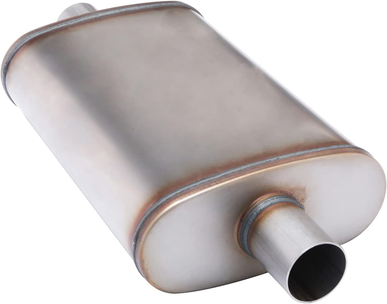Floshine Universal Stainless Muffler,2 inch center inlet/2 inch center ...