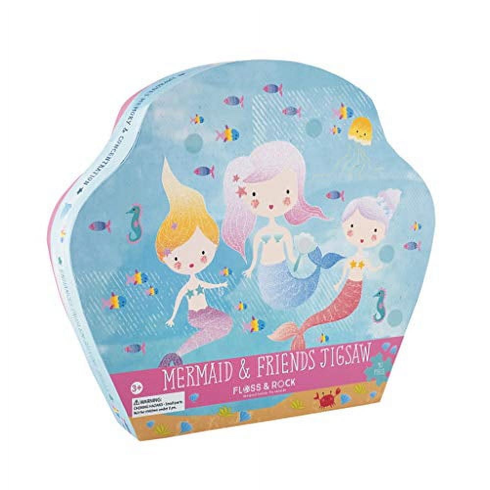 Floss & Rock 40-Piece Jigsaw Puzzle in Shaped Box - Mermaids & Friends ...