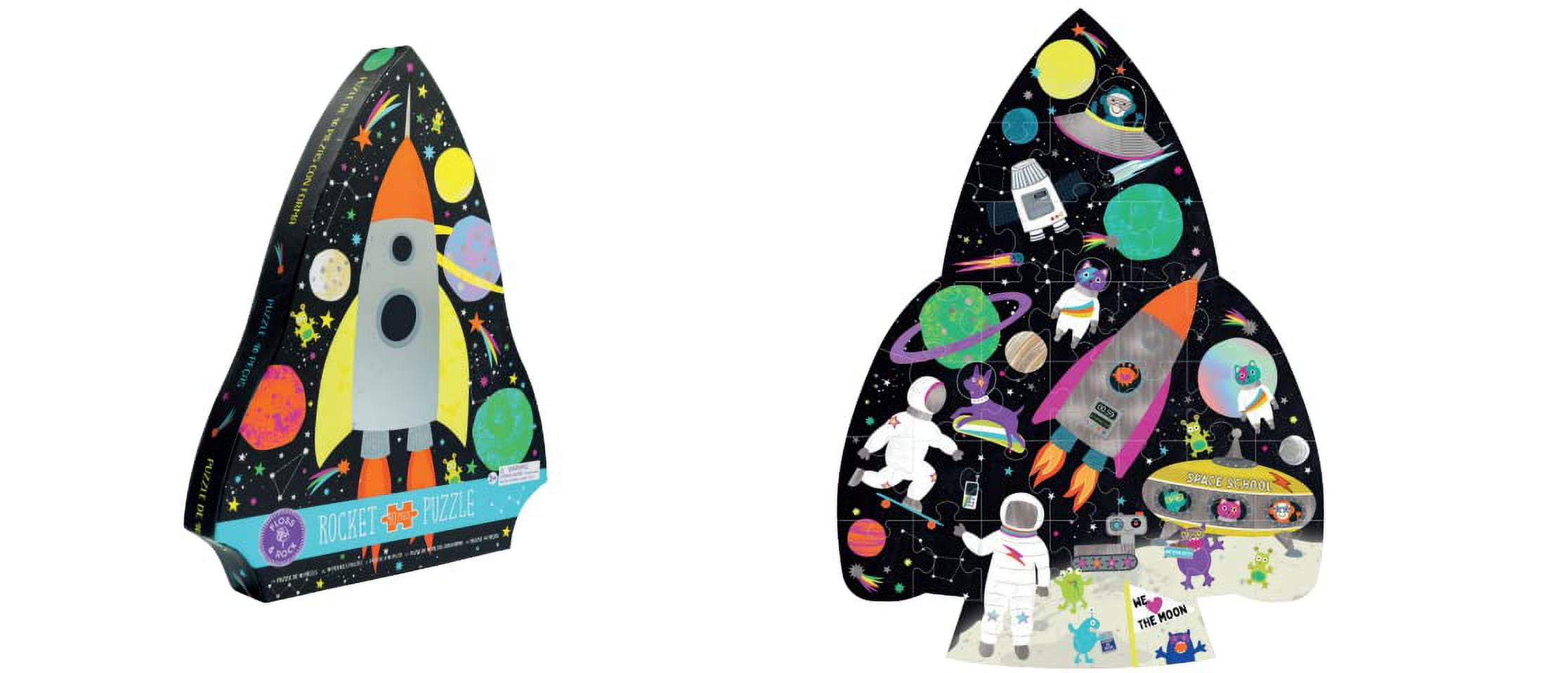 Floss & Rock Space Rocket Shaped Jigsaw Puzzle with Shaped Box, 40 ...