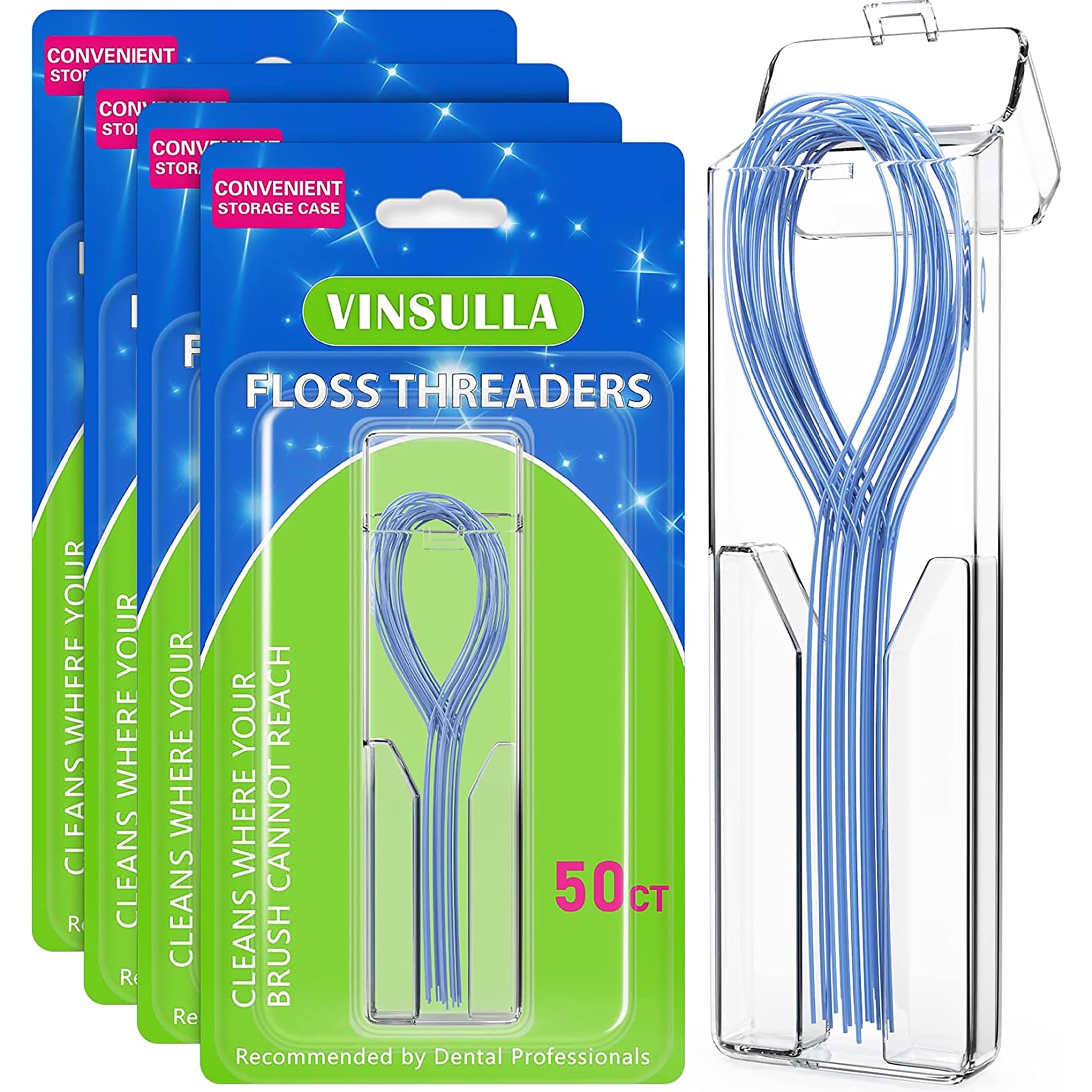 VINSULLA Floss Threaders for Braces Bridges Implants 200 Count Pack of ...