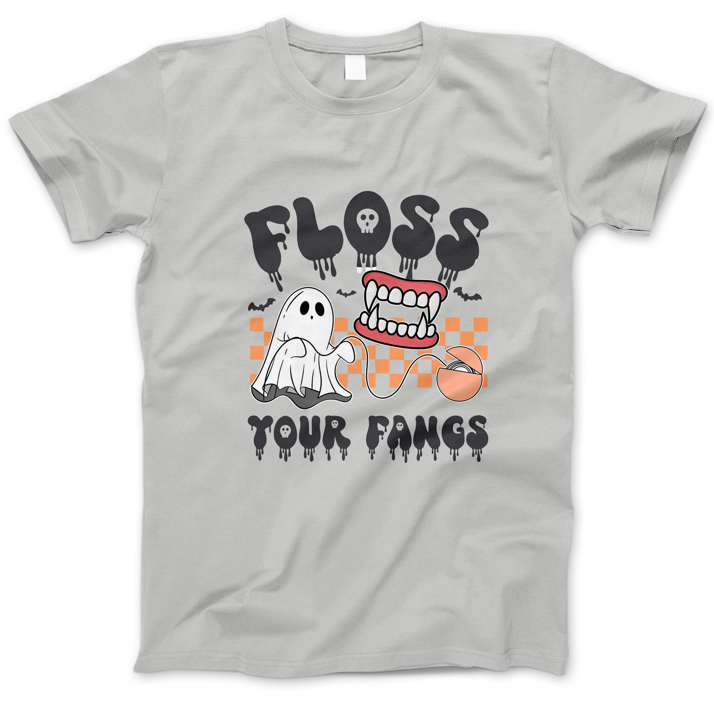 Floss Your Fangs Halloween T-Shirt, Funny Ghost Dentist Tee, Cute ...