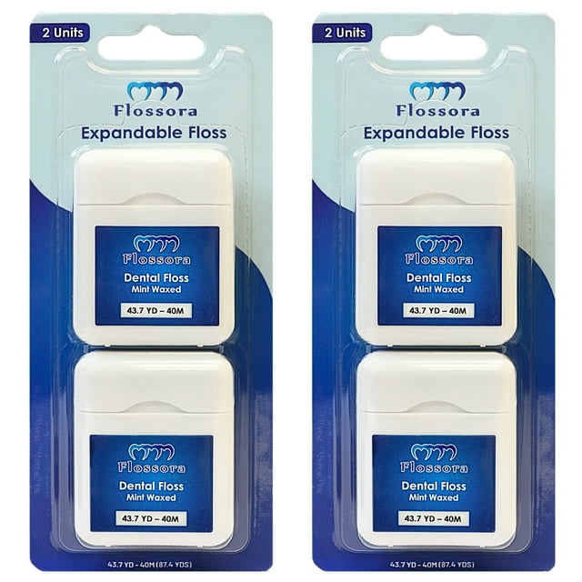 Flossora Expanding Dental Floss 4 Pack, 87.4 YDS per pack, Nylon Mint ...