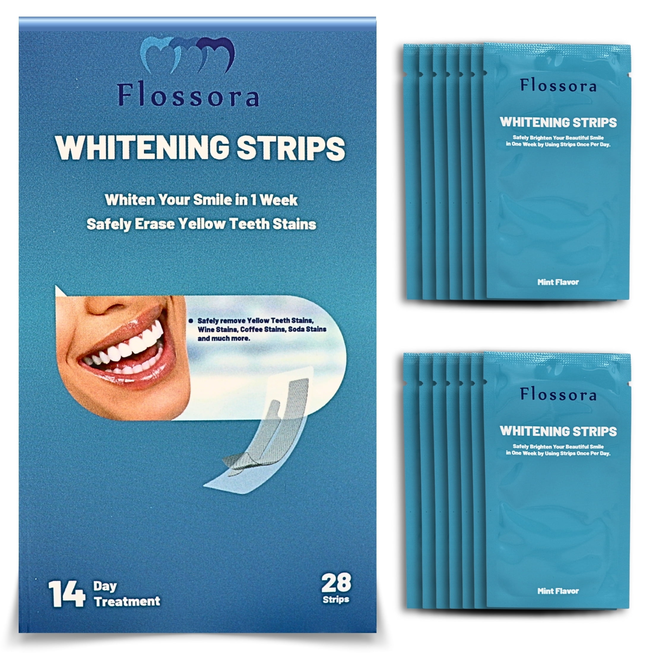 Flossora Teeth Whitening Strips Kit | Safely & Quickly Remove Stubborn ...