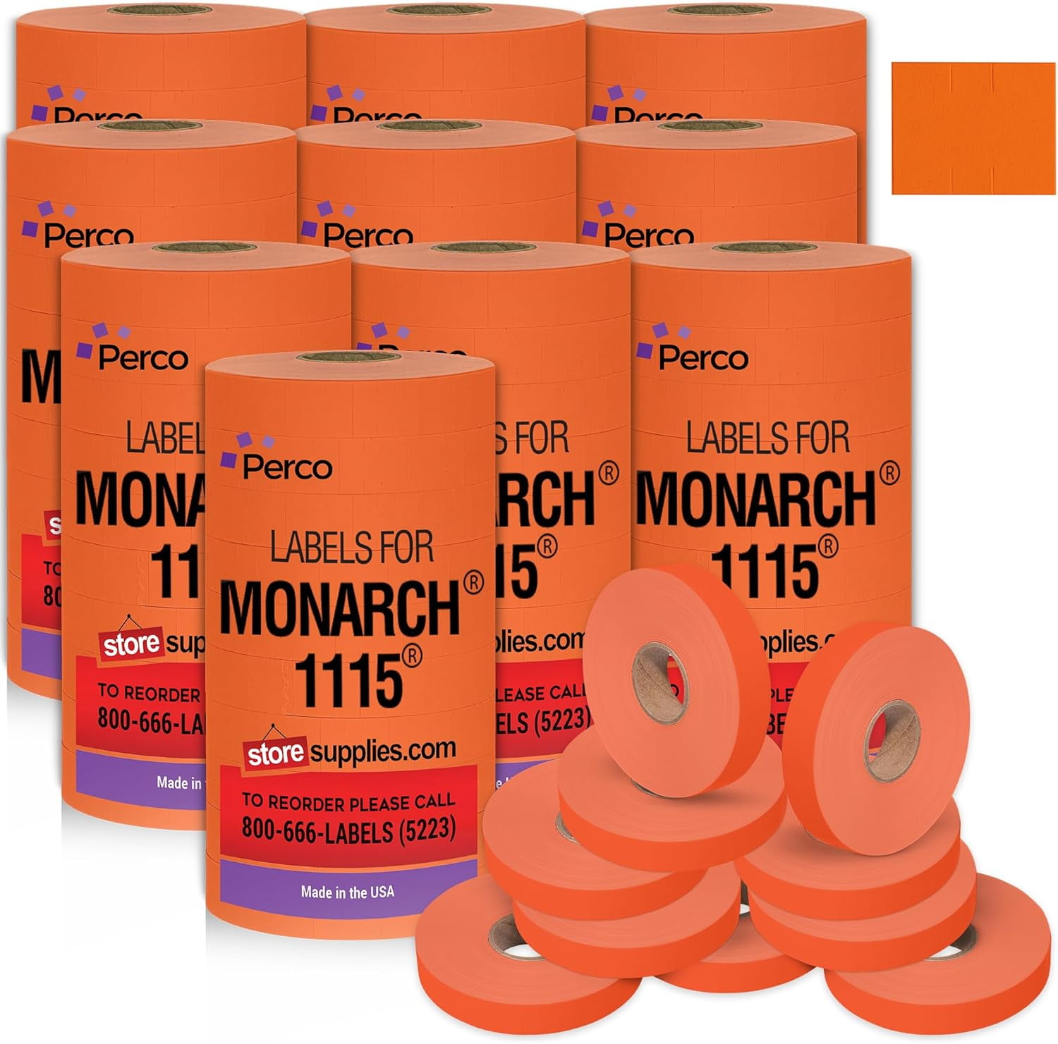 Perco Fluorescent Red Pricing Labels for Monarch 1115 Price Gun - 10 Sleeves, 150,000 ...