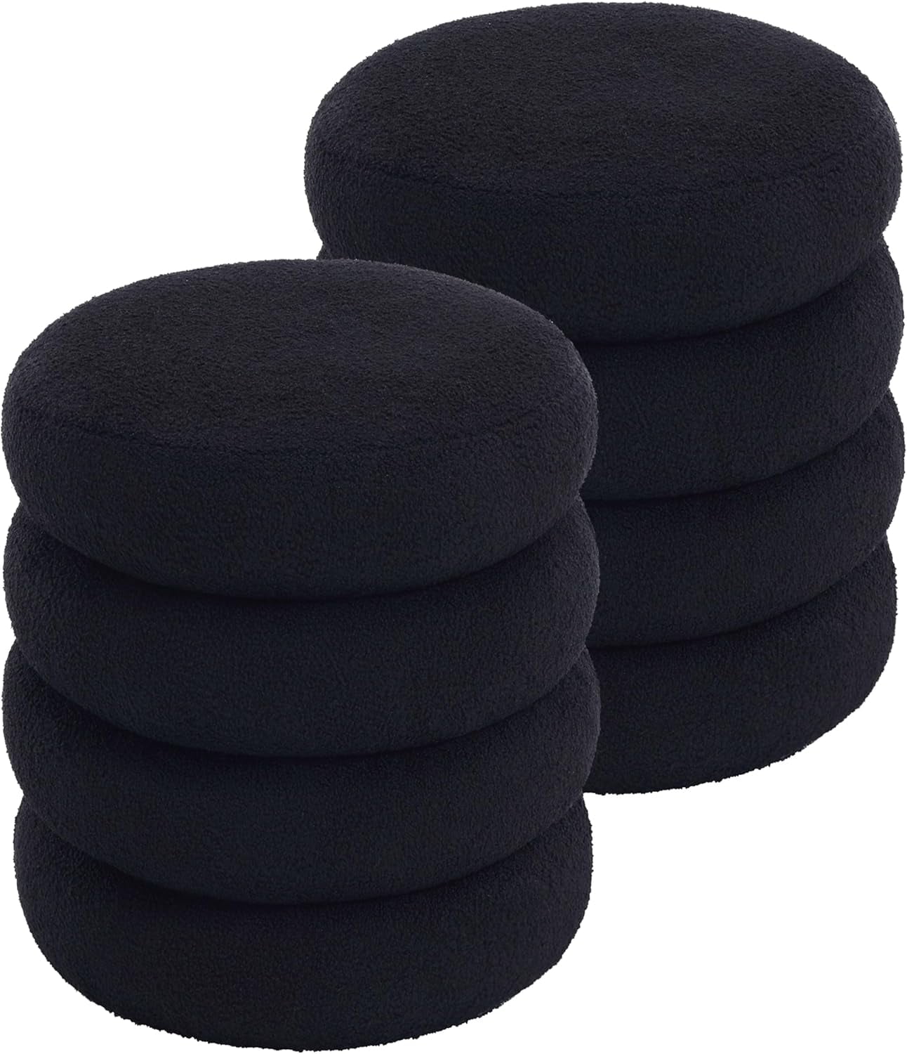 Flouki 16'' Storage Ottoman Round, Sherpa Pouf Ottoman Foot Rest with ...