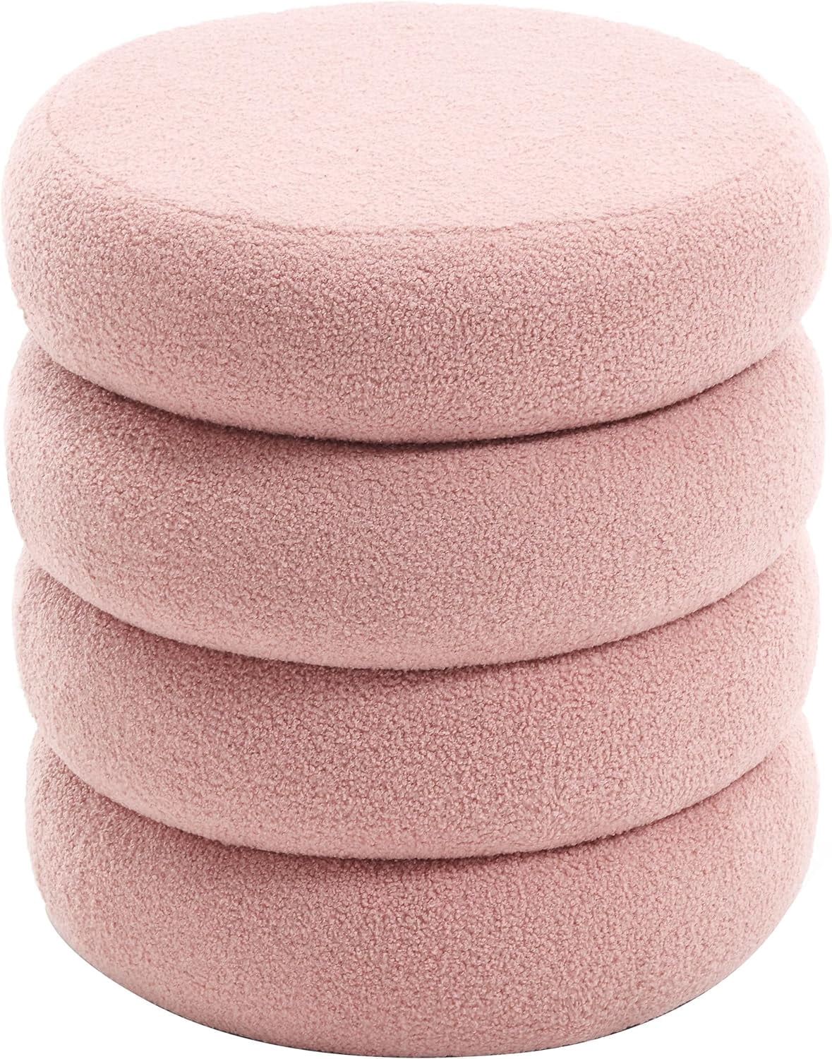 Flouki 16'' Storage Ottoman Round, Sherpa Pouf Ottoman Foot Rest with ...