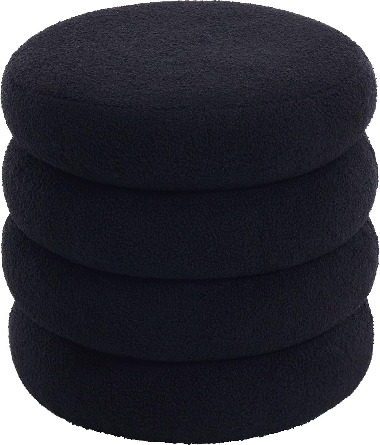 Flouki 20.1'' Storage Ottoman Round, Sherpa Pouf Ottoman Foot Rest with ...